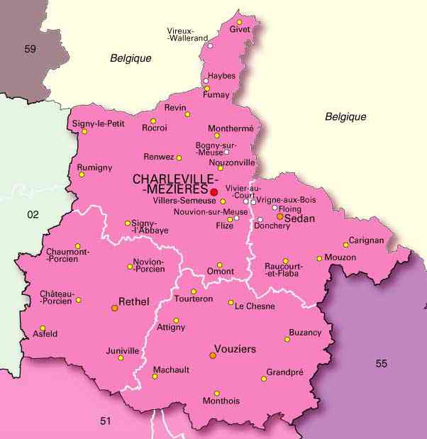 Carte - Département Ardennes ≡ Voyage - Carte - Plan
