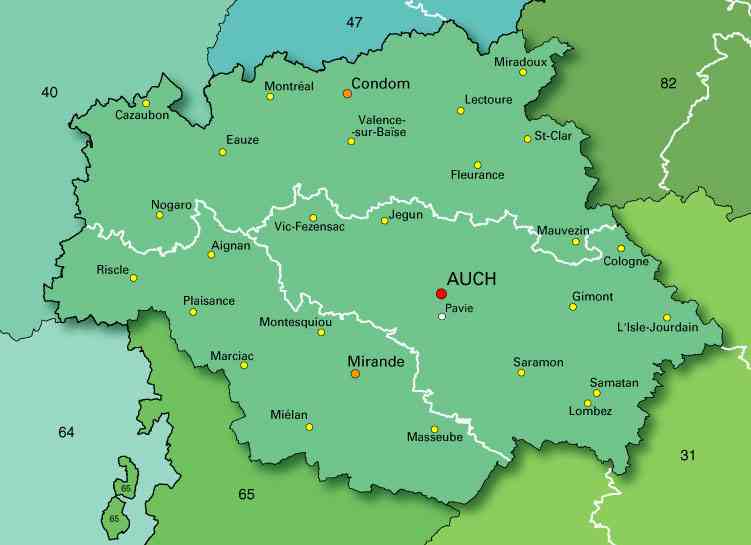 Carte du Gers ≡ Voyage - Carte - Plan