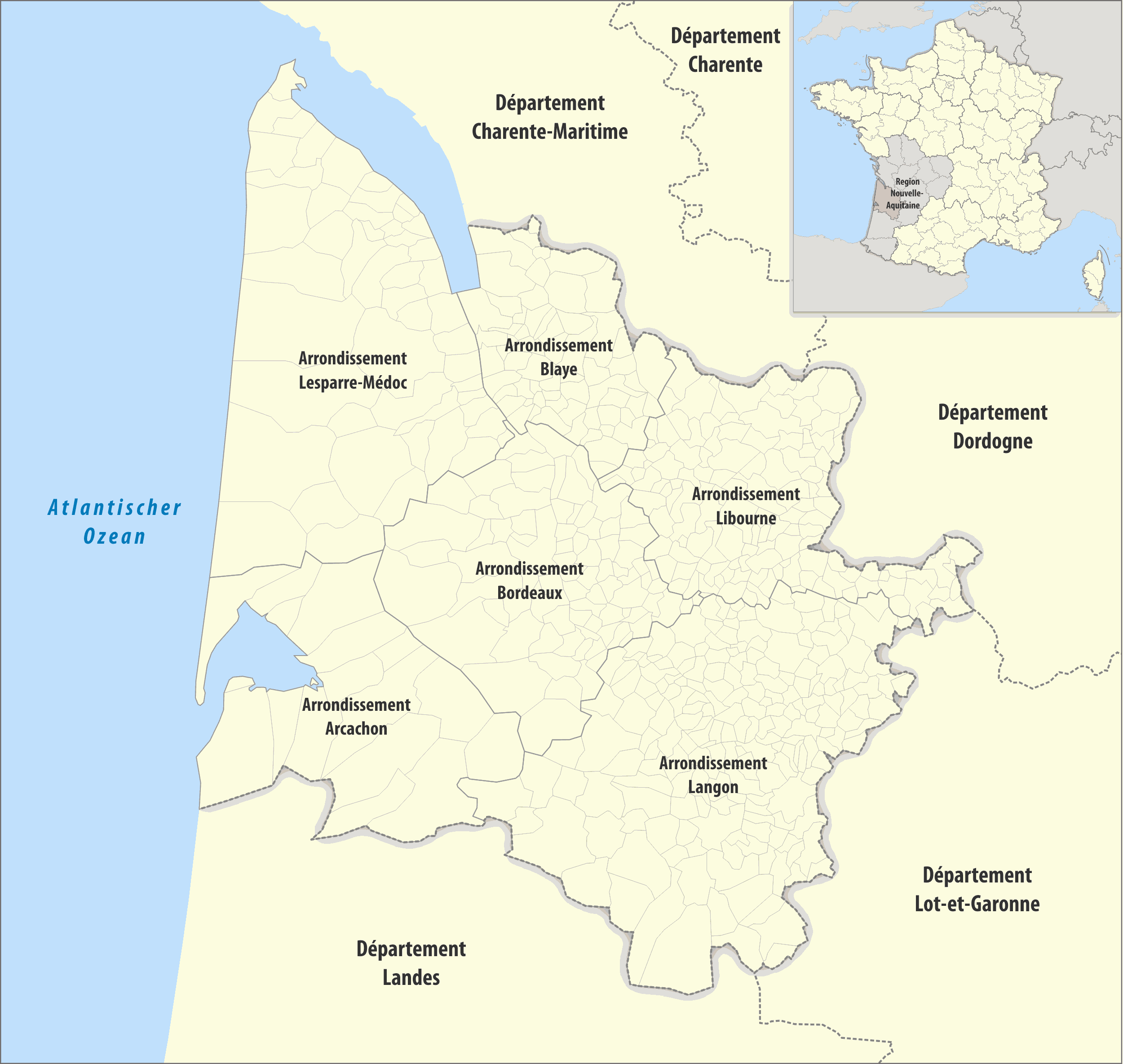 Gironde Département 33 ≡ Voyage - Carte - Plan