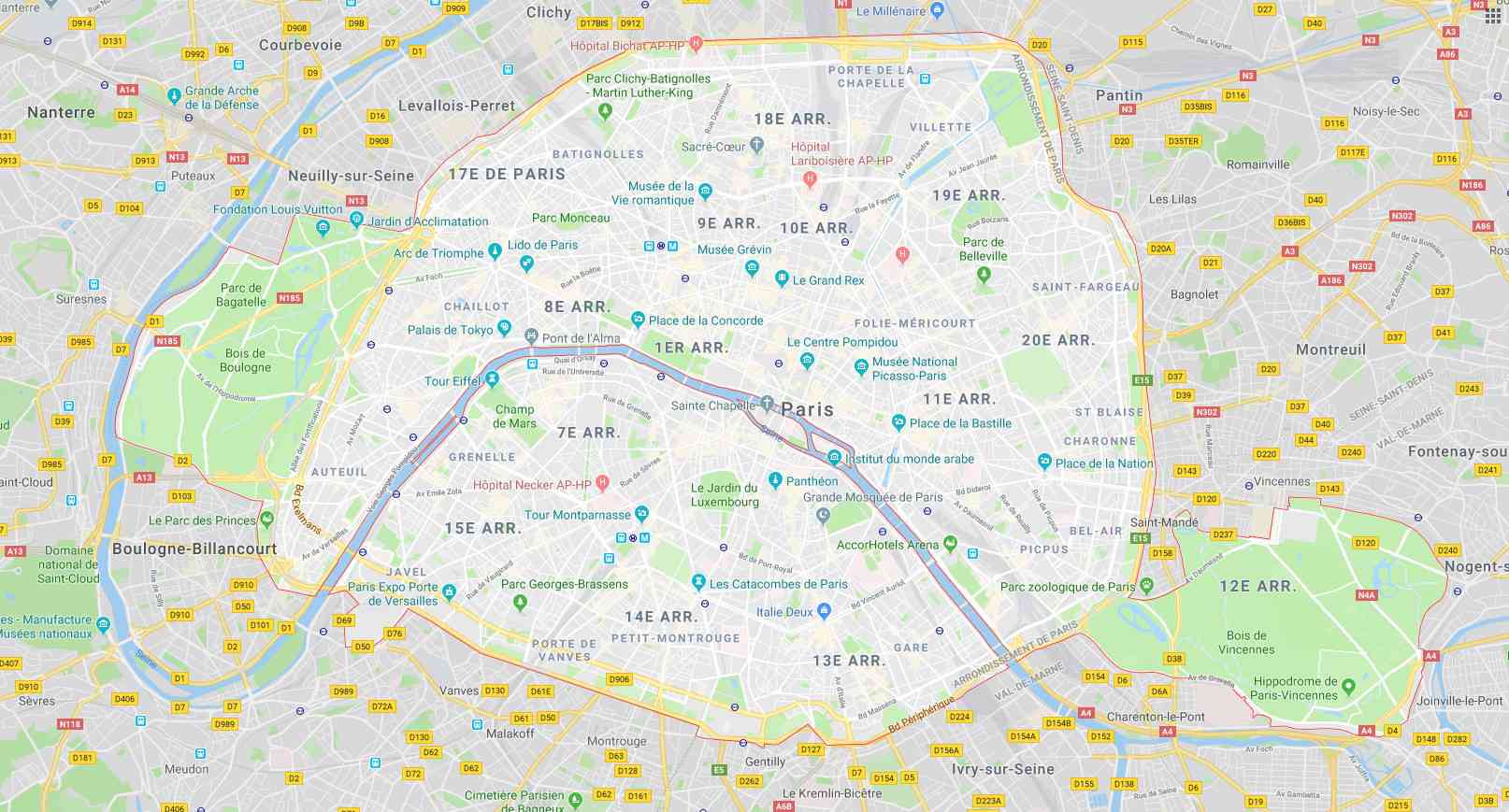 Plan de Paris ≡ Voyage - Carte - Plan