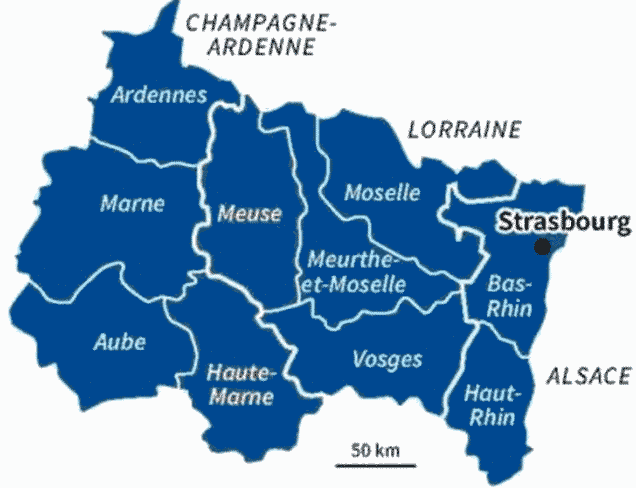 Région Grand Est ≡ Voyage - Carte - Plan