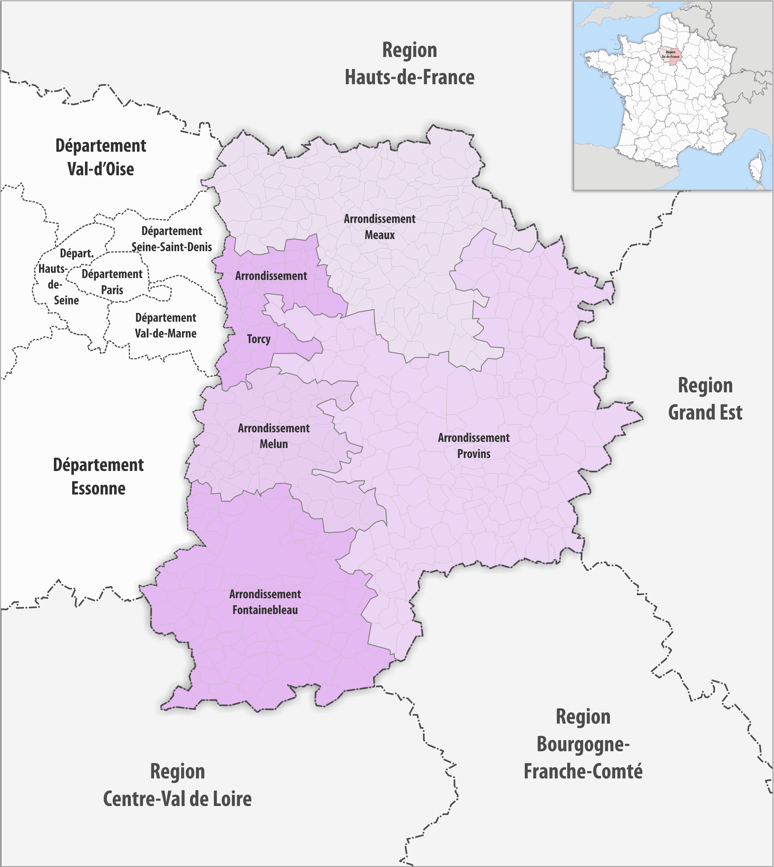 Seine et Marne - Département 77 ≡ Voyage - Carte - Plan