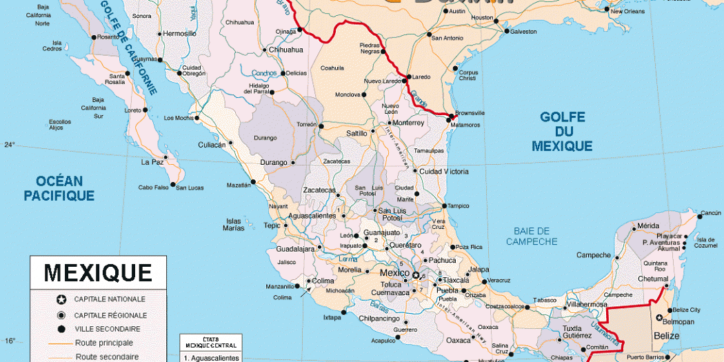 Carte Mexique » Vacances - Arts- Guides Voyages