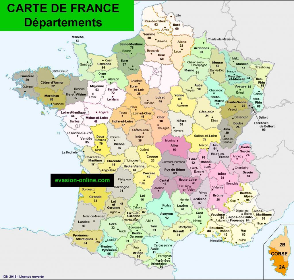 carte france departements» Info ≡ Voyage - Carte - Plan