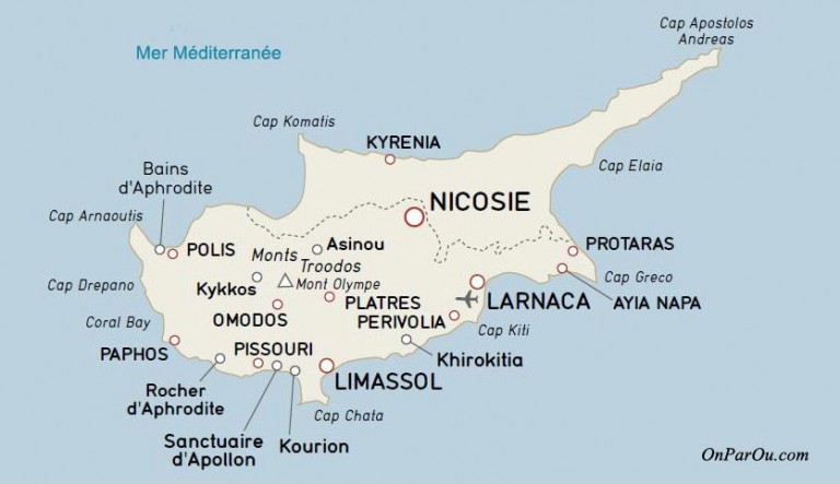 Carte de Chypre ≡ Voyage - Carte - Plan