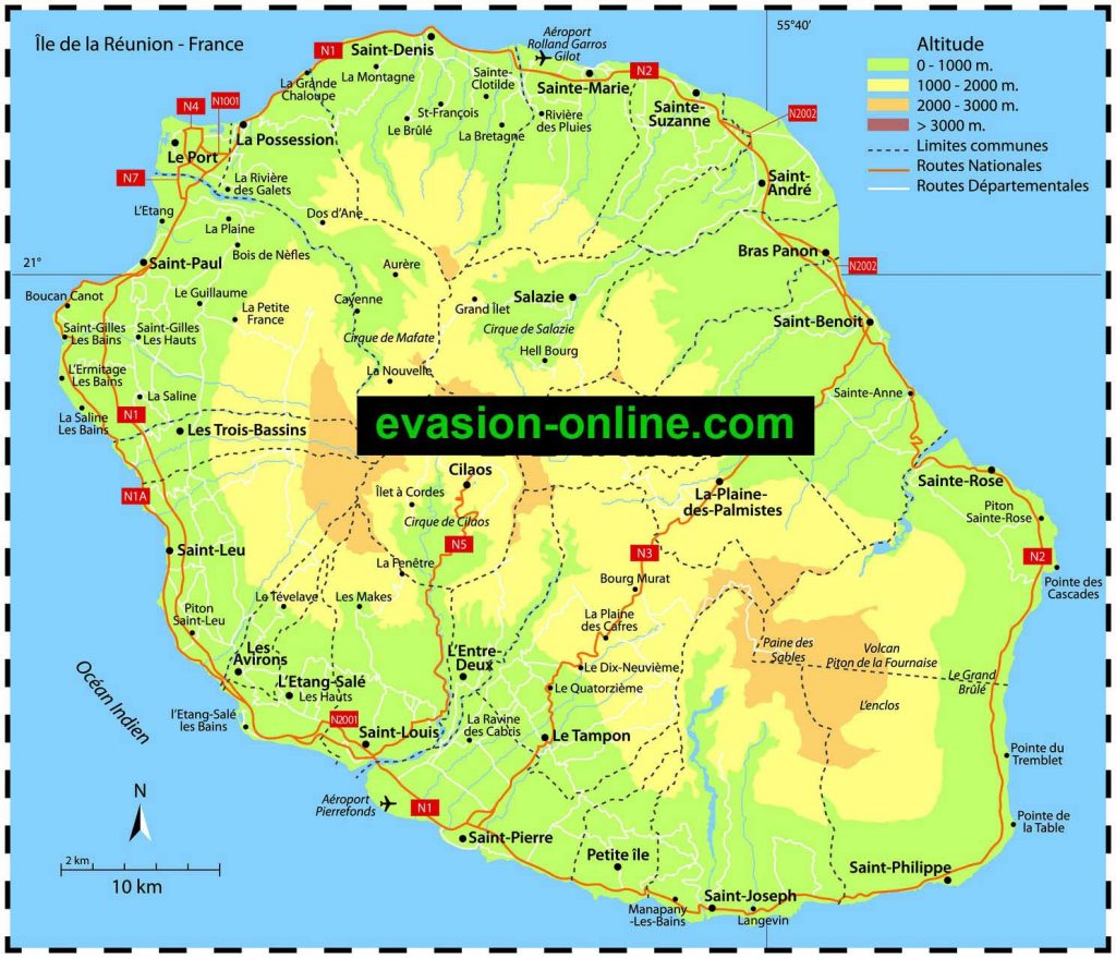 Carte de la Réunion ≡ Voyage - Carte - Plan