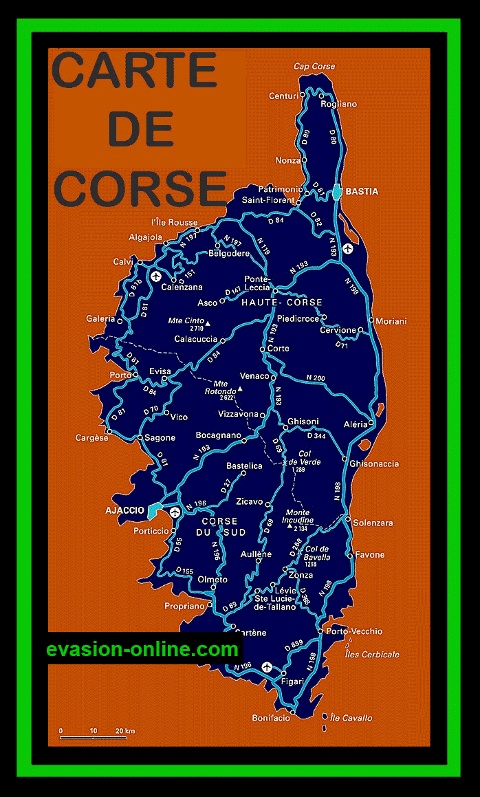 Carte de la Corse - Région de France ≡ Voyage - Carte - Plan