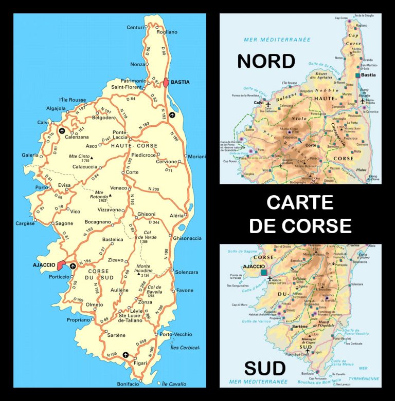 Carte de Corse Touristique ≡ Voyage - Carte - Plan