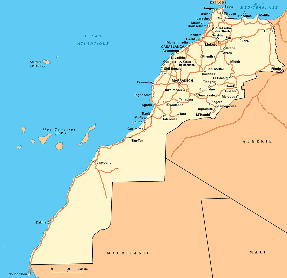 Carte du Maroc ≡ Voyage - Carte - Plan
