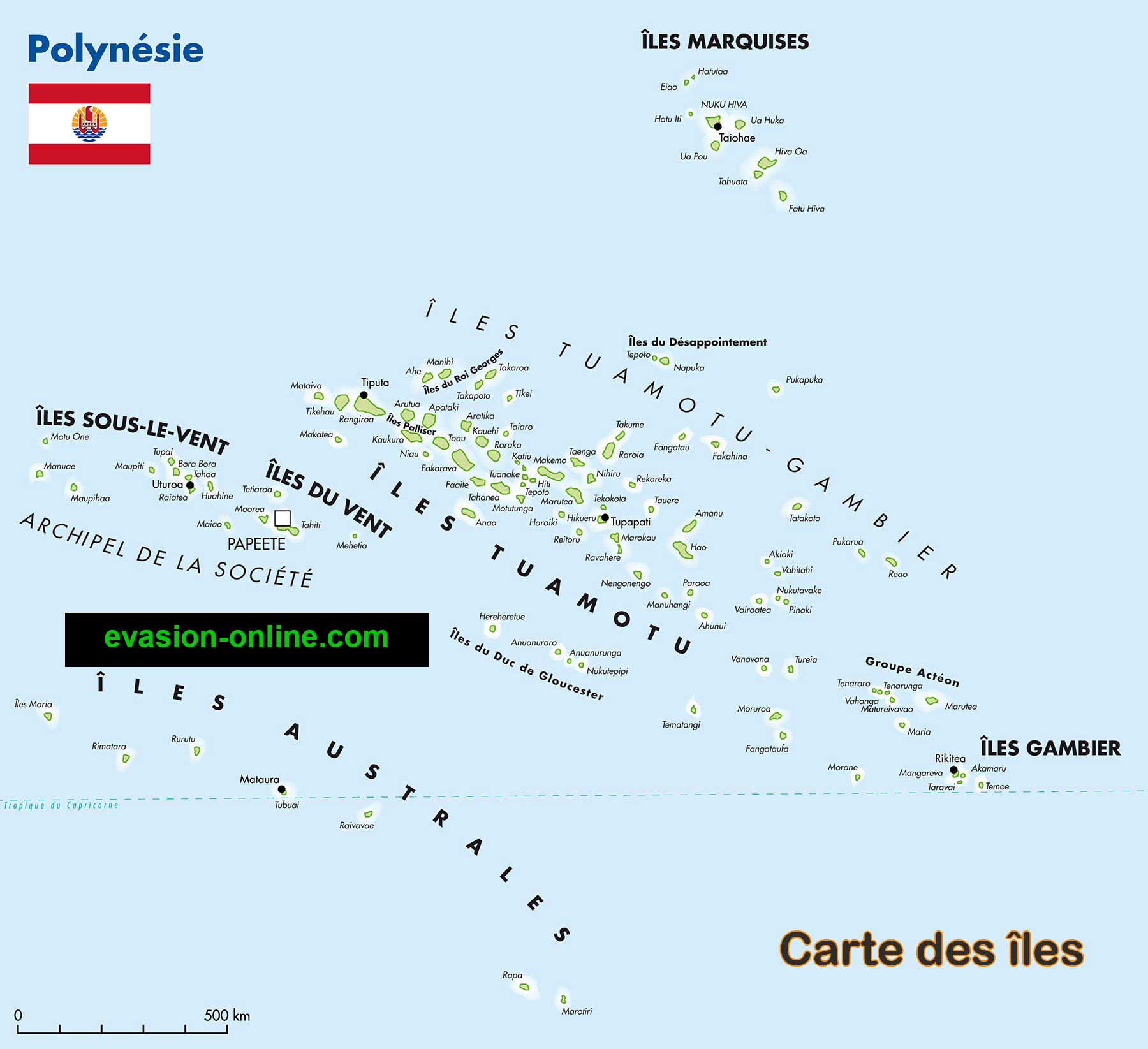 Polynésie Carte des îles ≡ Voyage - Carte - Plan