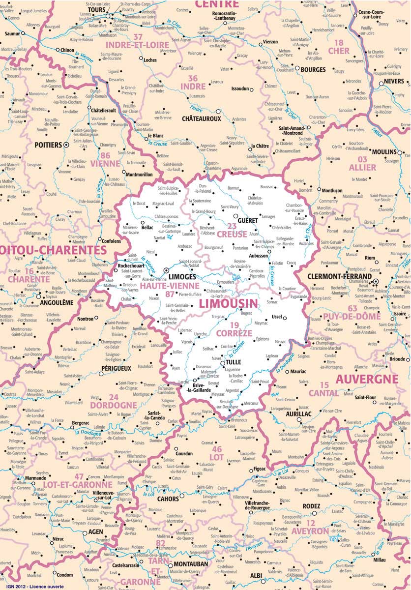 Villes du Limousin ≡ Voyage - Carte - Plan
