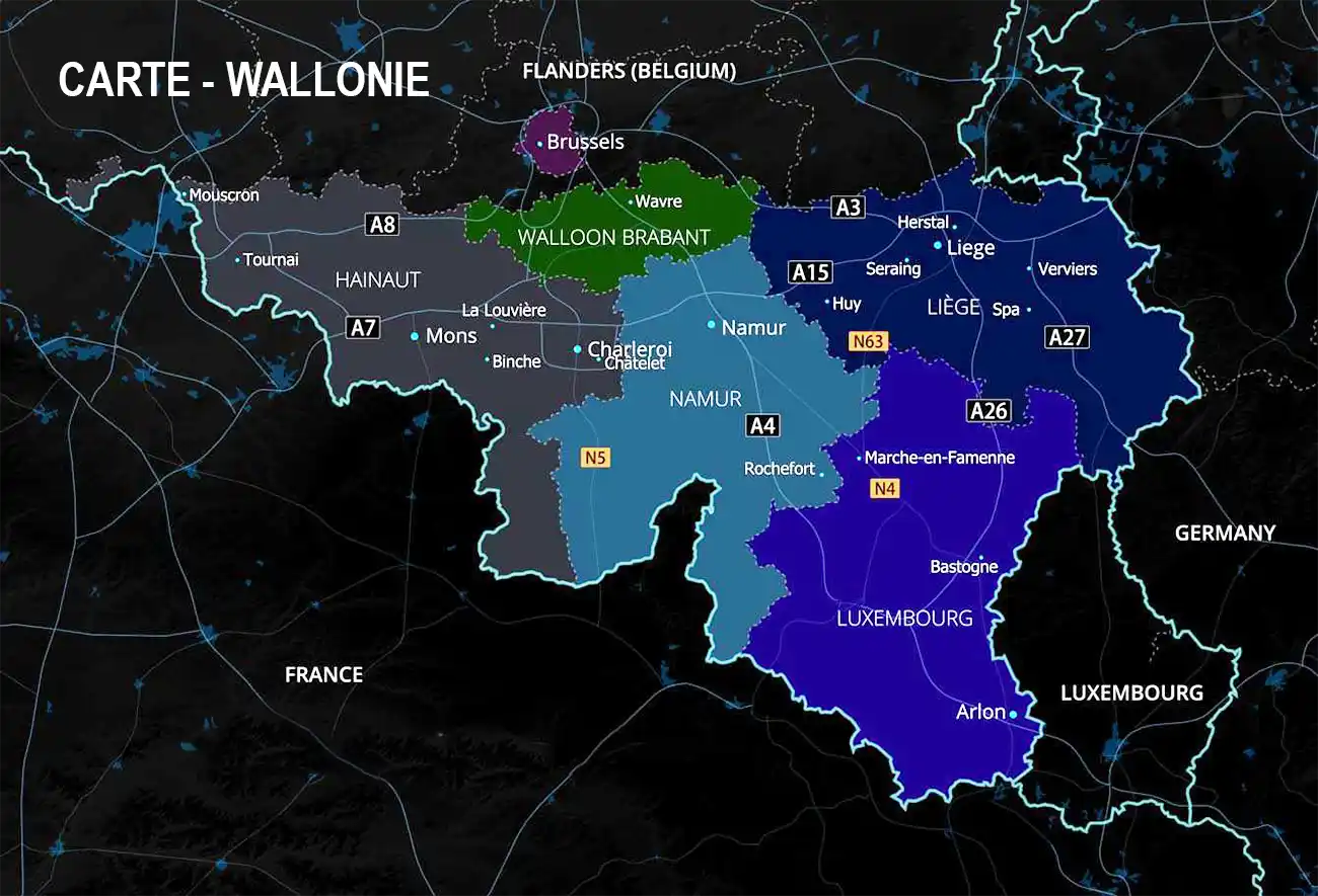 La Wallonie ≡ Voyage - Carte - Plan