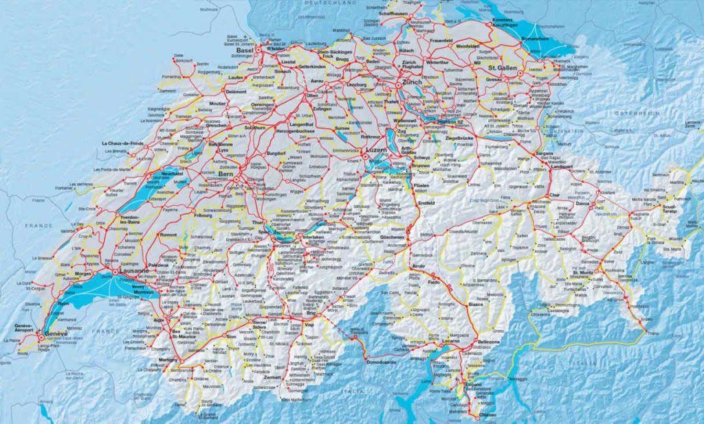 Carte de Suisse ≡ Voyage - Carte - Plan