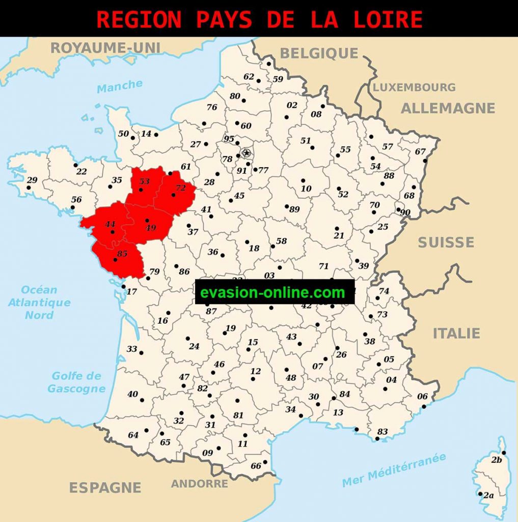 Carte - Région Pays de la Loire ≡ Voyage - Carte - Plan