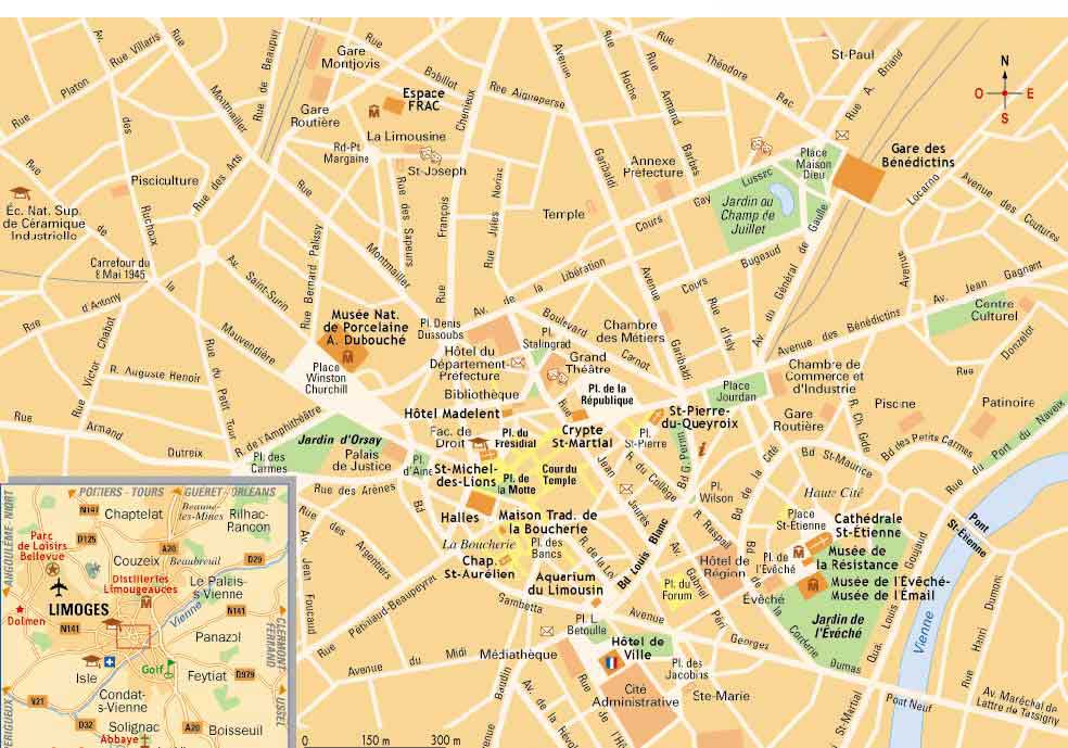 Carte de Limoges » Vacances - Guide Voyage